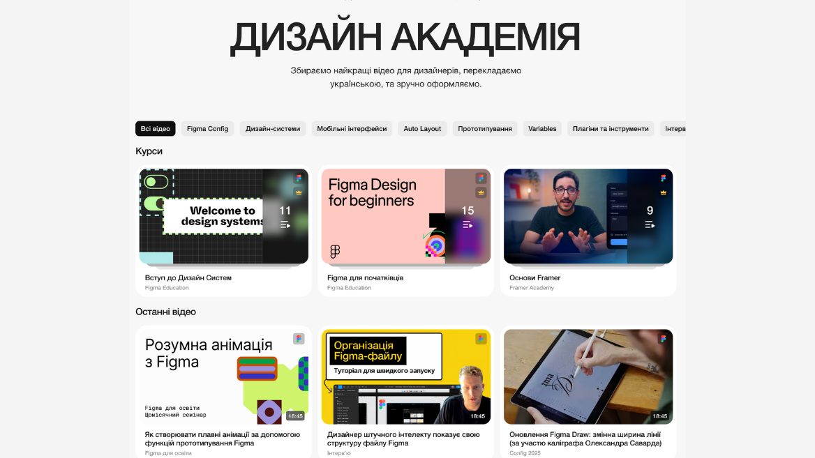 Понад 100 навчальних відео за ціною чашки кави. Senior Product Designer запускає освітню ...